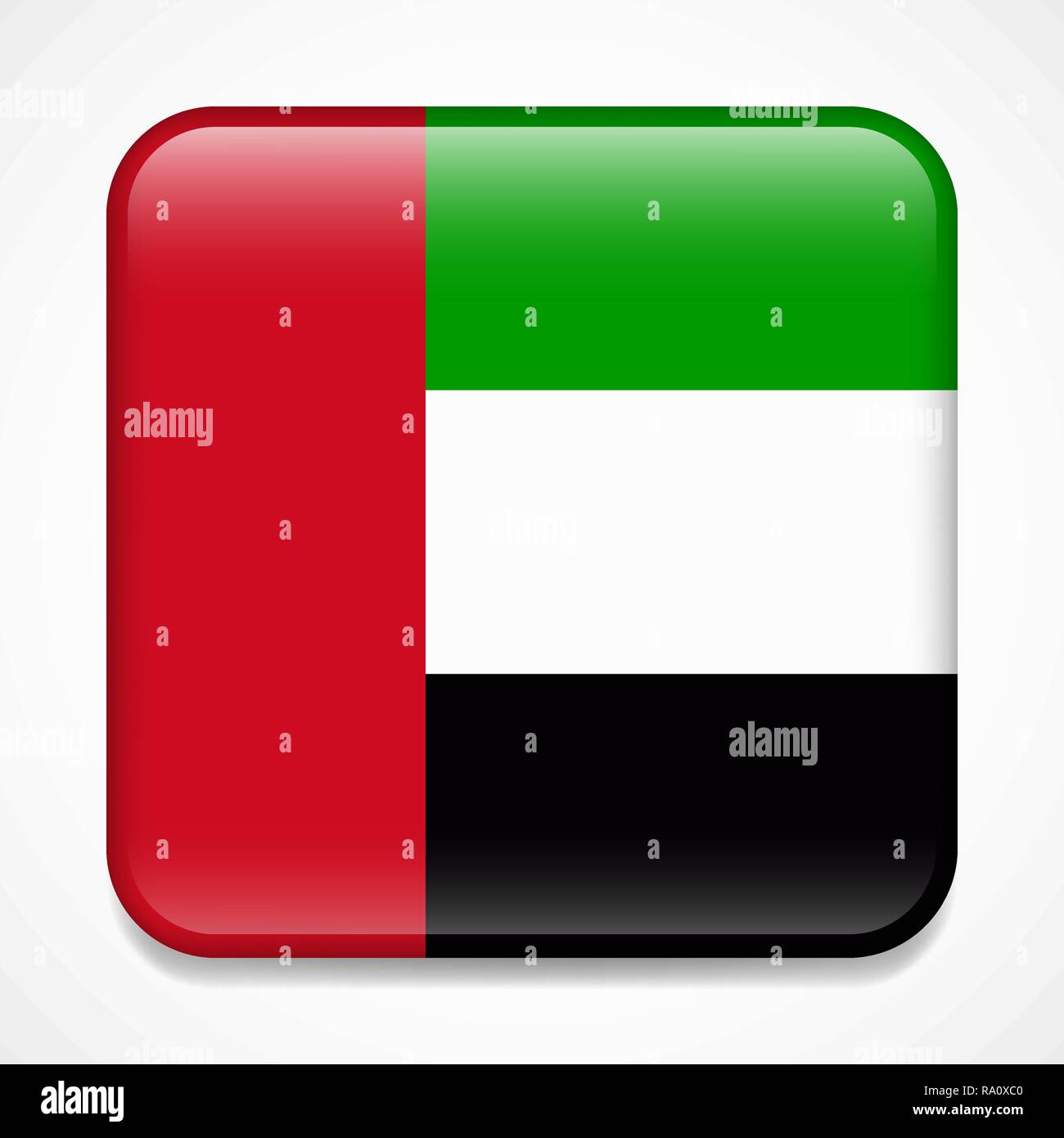 Flag of the United Arab Emirates. Square glossy UAE badge Stock Vector ...