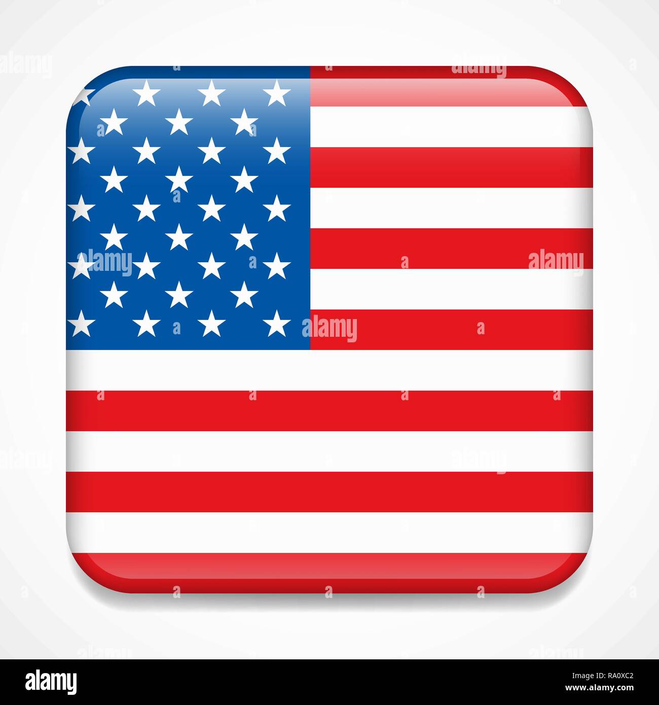 Flag of the USA. Square glossy badge Stock Vector Image & Art - Alamy