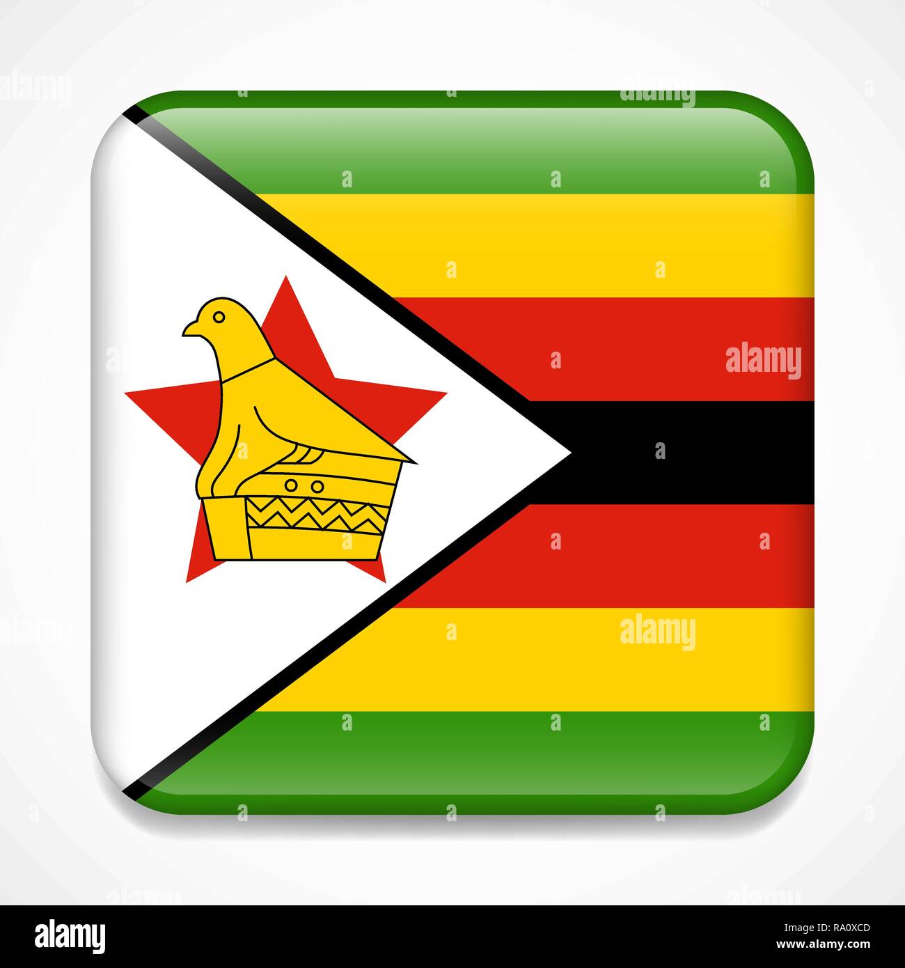 Flag of Zimbabwe. Square glossy badge Stock Vector Image & Art - Alamy