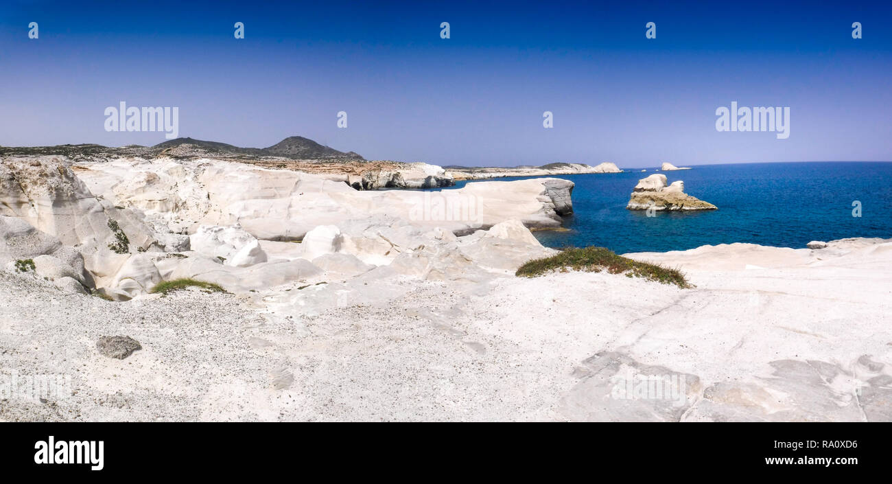 White rock beach Milos Island Greece Stock Photo - Alamy