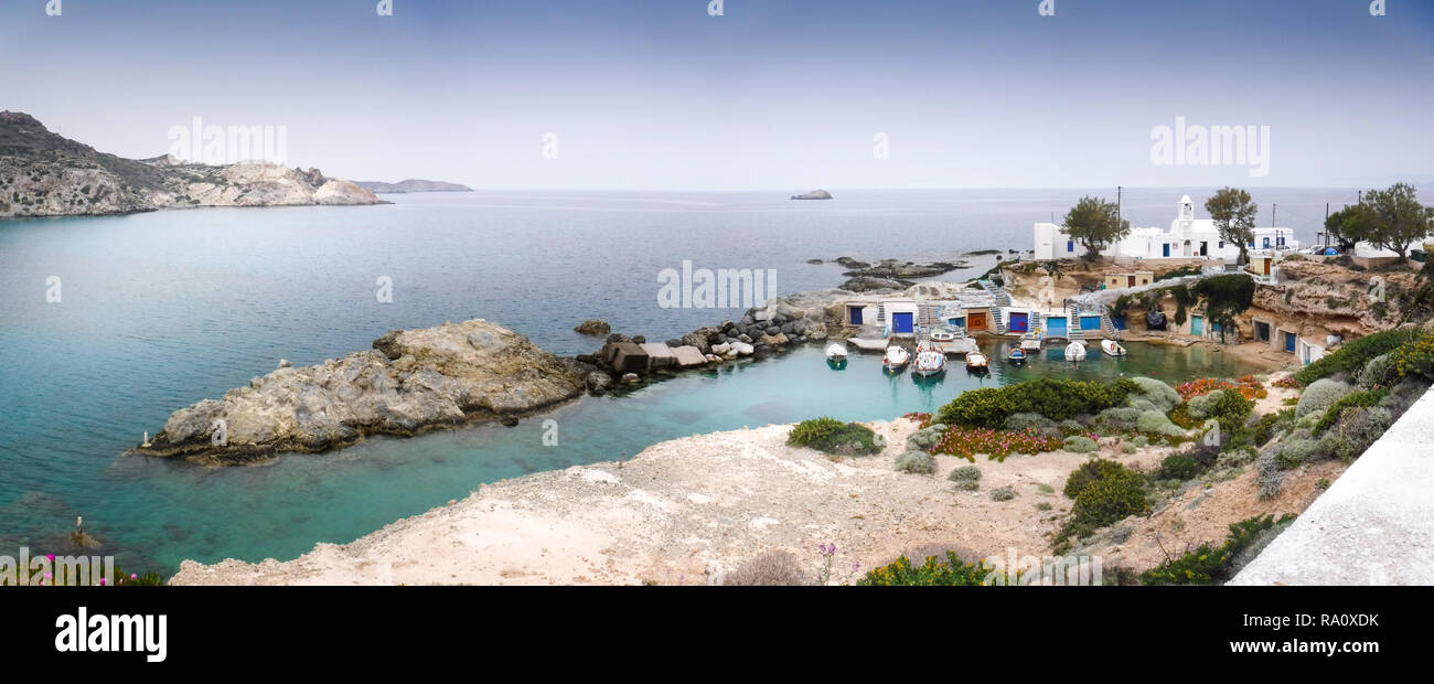 Aerial view of Milos island Greece Stock Photo - Alamy