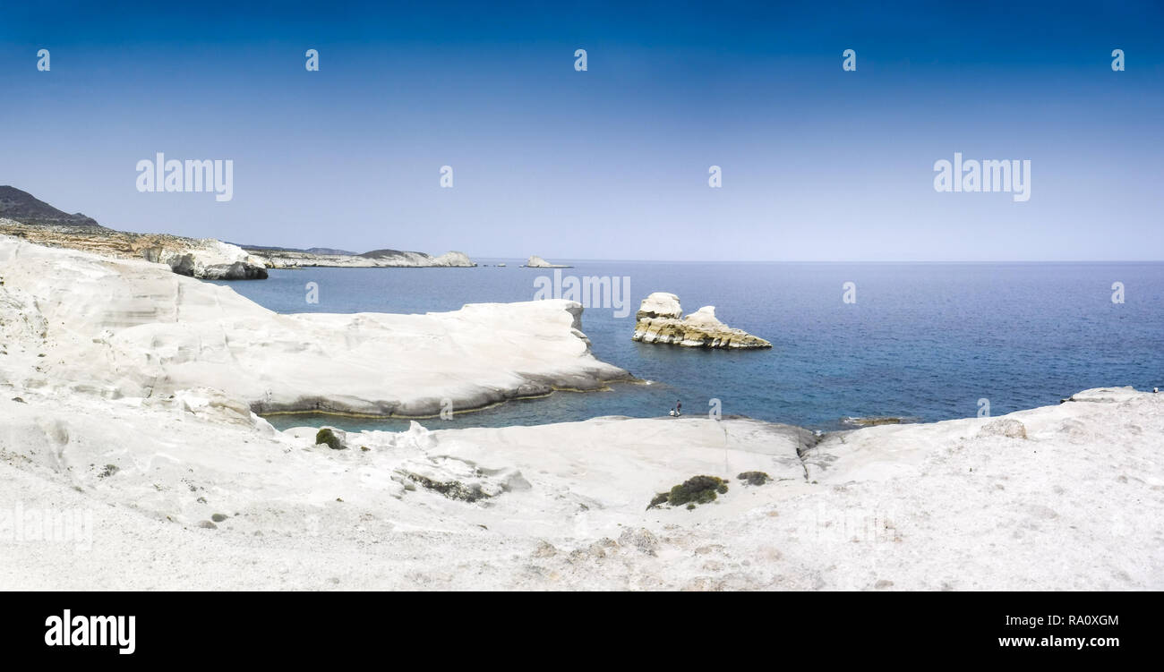 White rock cliff and sea Milos Island Greece Stock Photo - Alamy