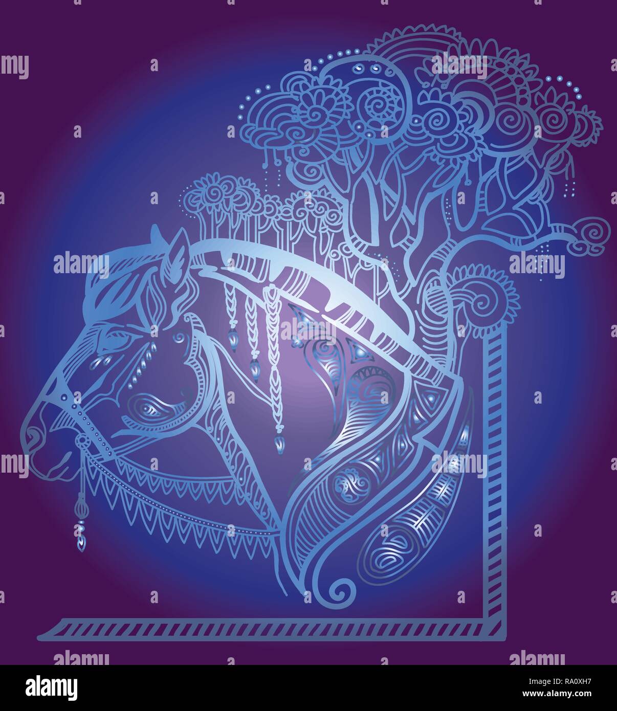 Vector hand drawing illustration zentangle horse in different colors ...