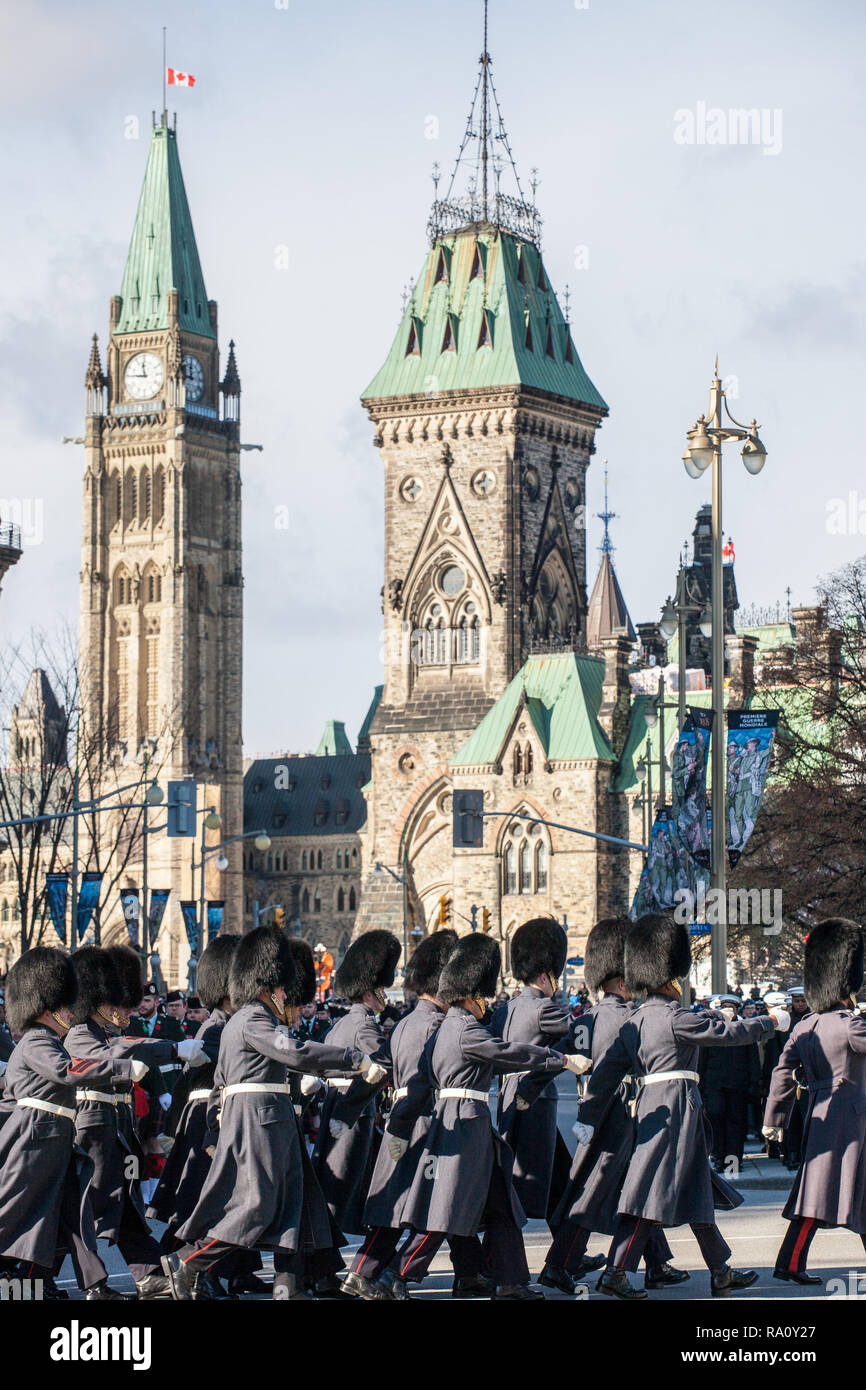OTTAWA, CANADA - NOVEMBER 11, 2018: Ceremonial Guard of the Governor ...