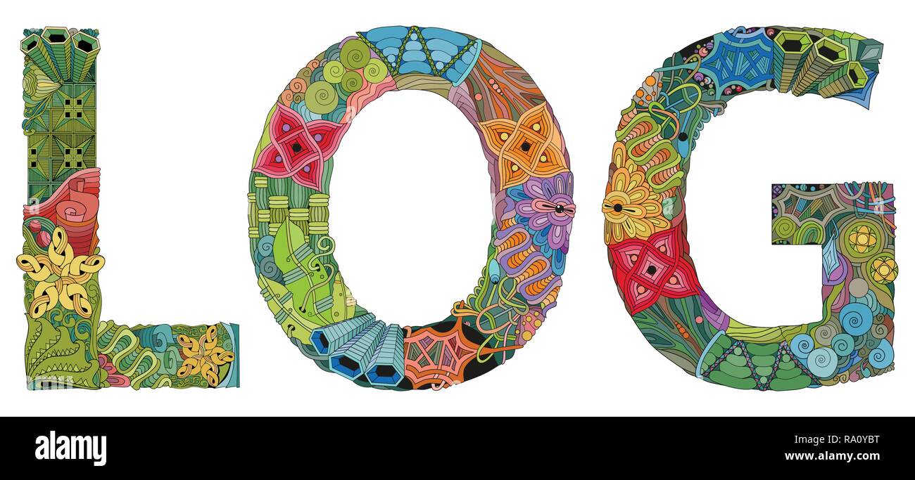 Hand-painted art design. Hand drawn illustration word LOG for t-shirt ...