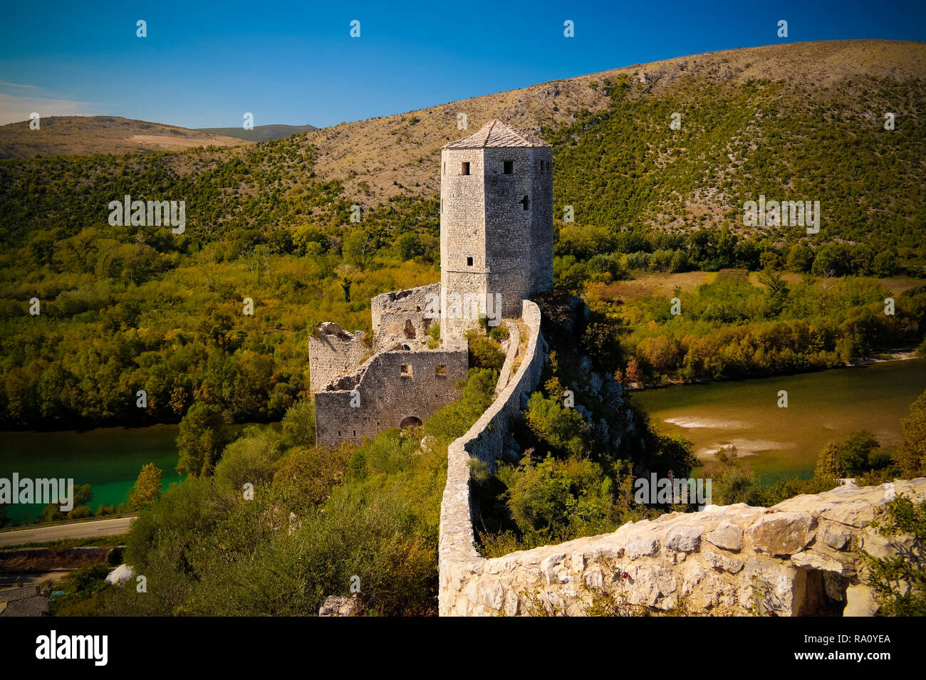 Aerial view to turkish Pocitelj castle at Capljina, Mostar,Bosnia and ...