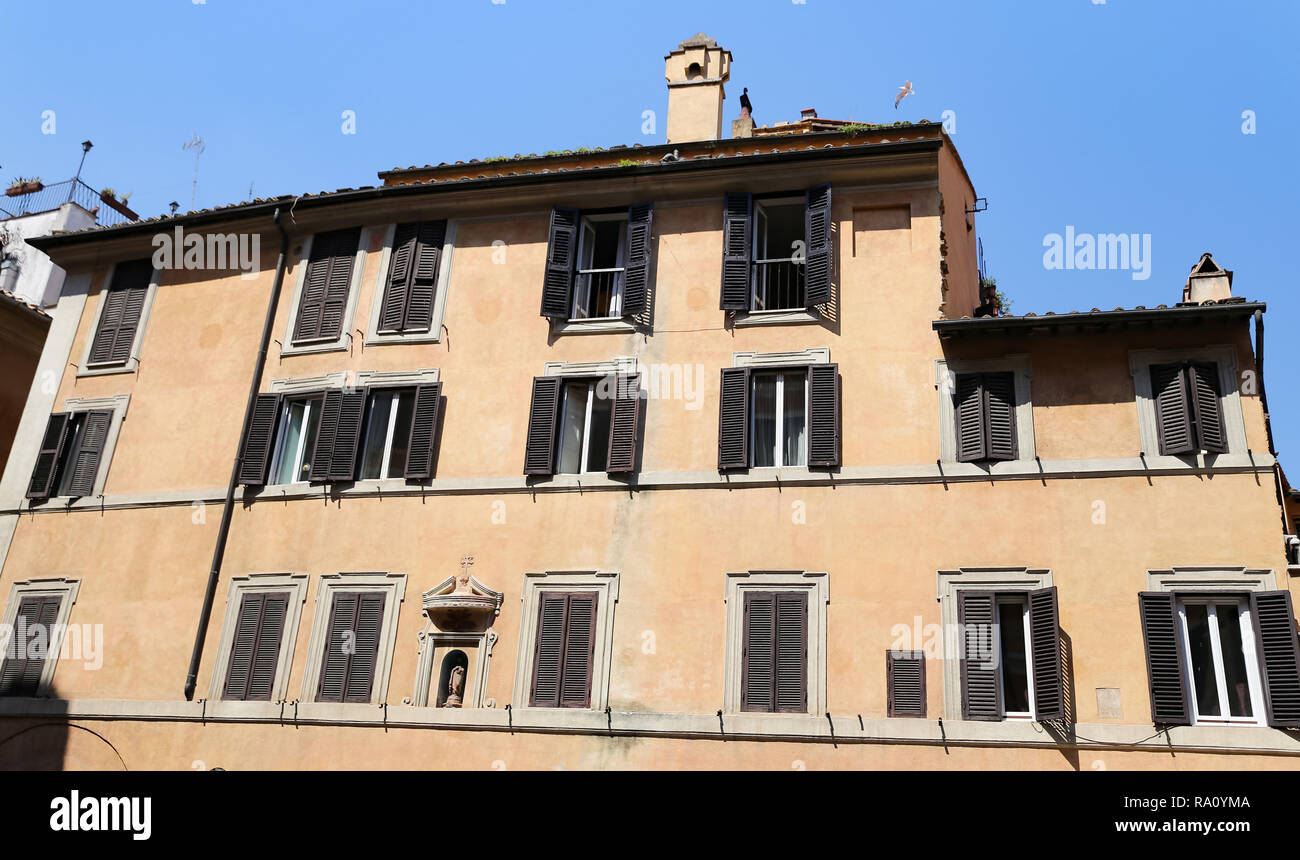 Facade of a Building in Rome City, Italy Stock Photo - Alamy