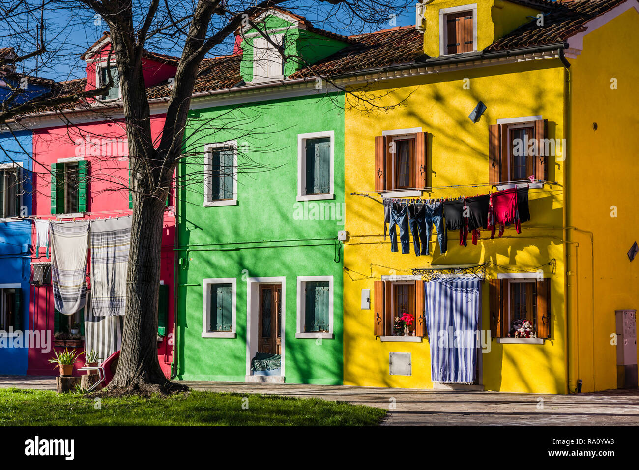 Painted buildings,Burano, Venice, Italy Stock Photo - Alamy