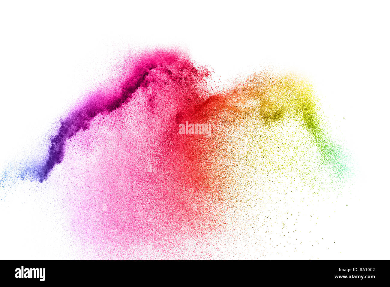 The explosion of color powder. Beautiful powder fly away. The cloud of ...