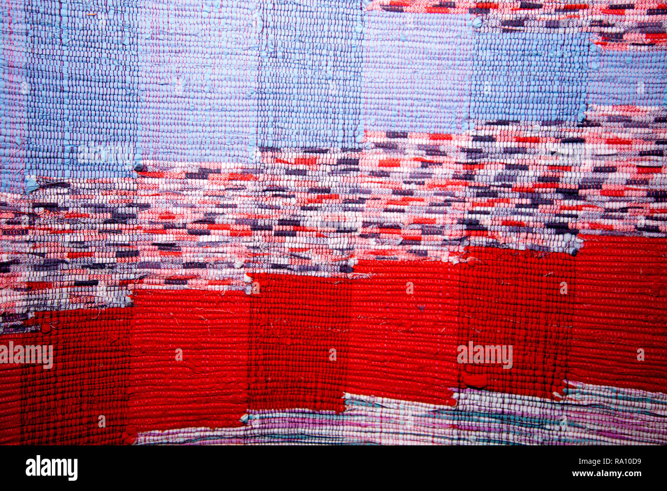 Texture of multi-colored homespun rug. Traditional rustic very long ...