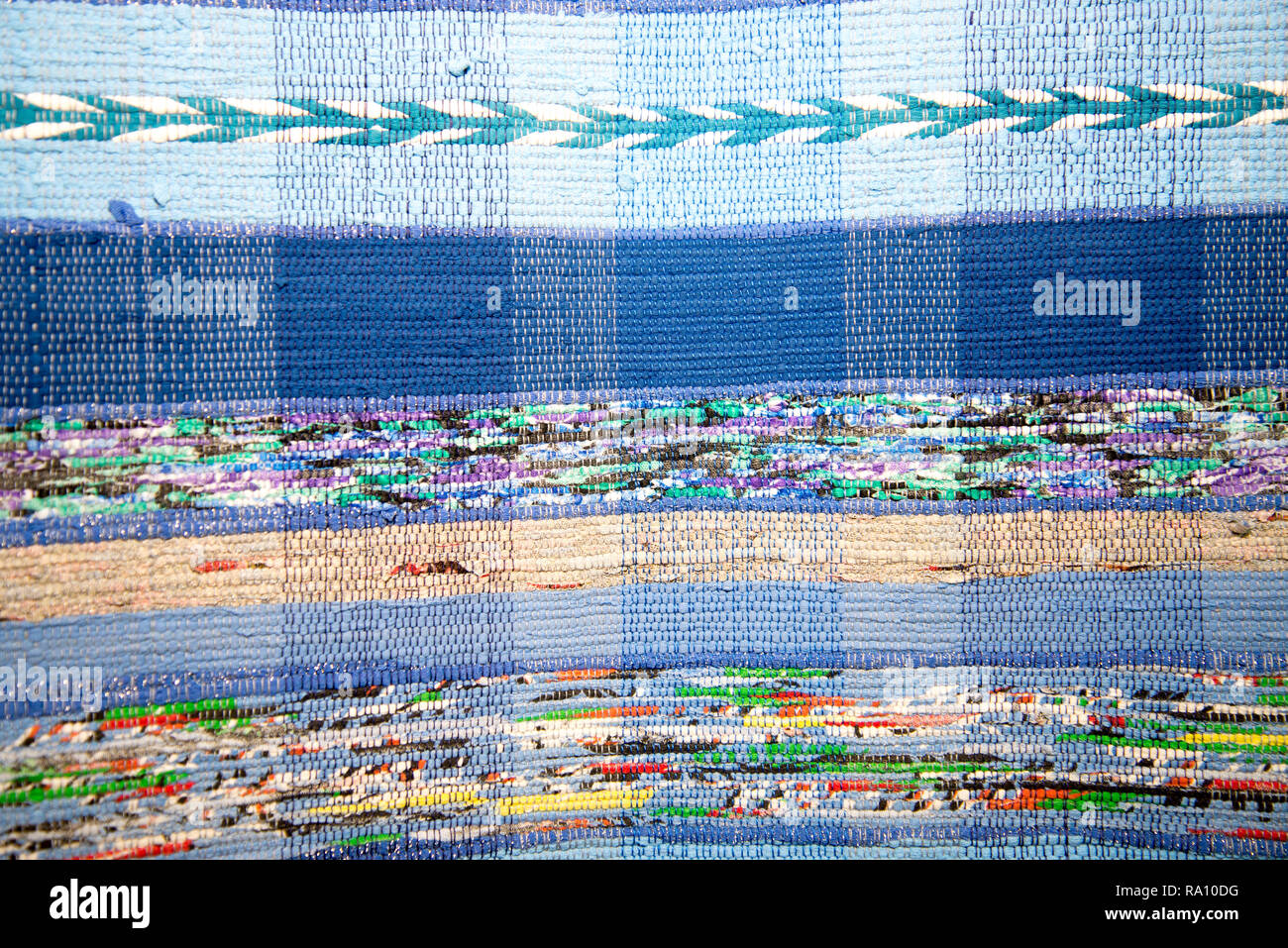 Texture of multi-colored homespun rug. Traditional rustic very long ...