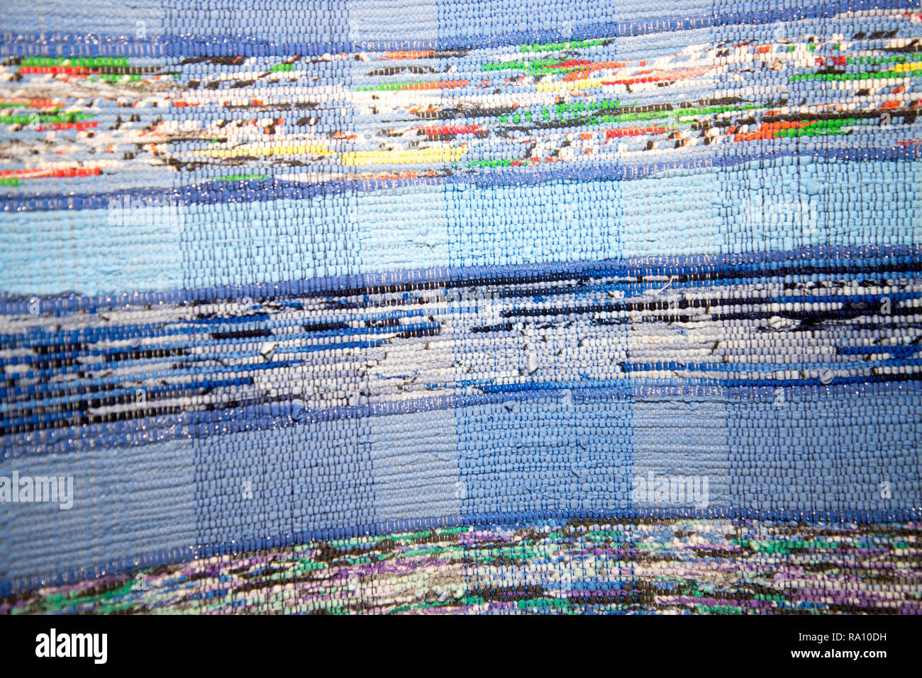 Texture of multi-colored homespun rug. Traditional rustic very long ...