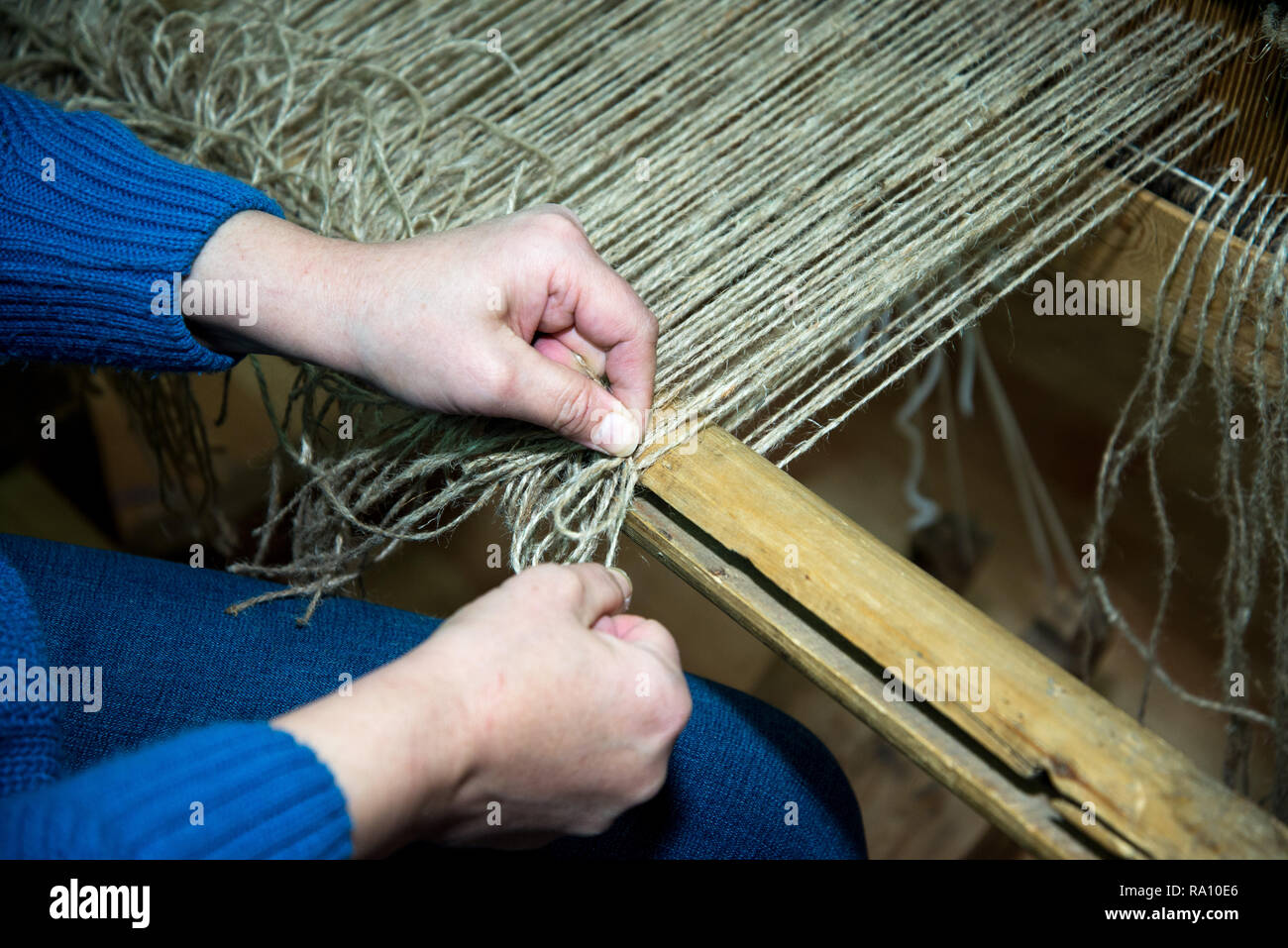 Traditional rustic loom. Russia Ural Stock Photo - Alamy