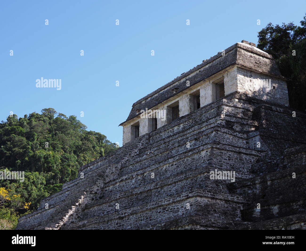 Top of temple of the Inscriptions pyramid at ancient mayan National ...