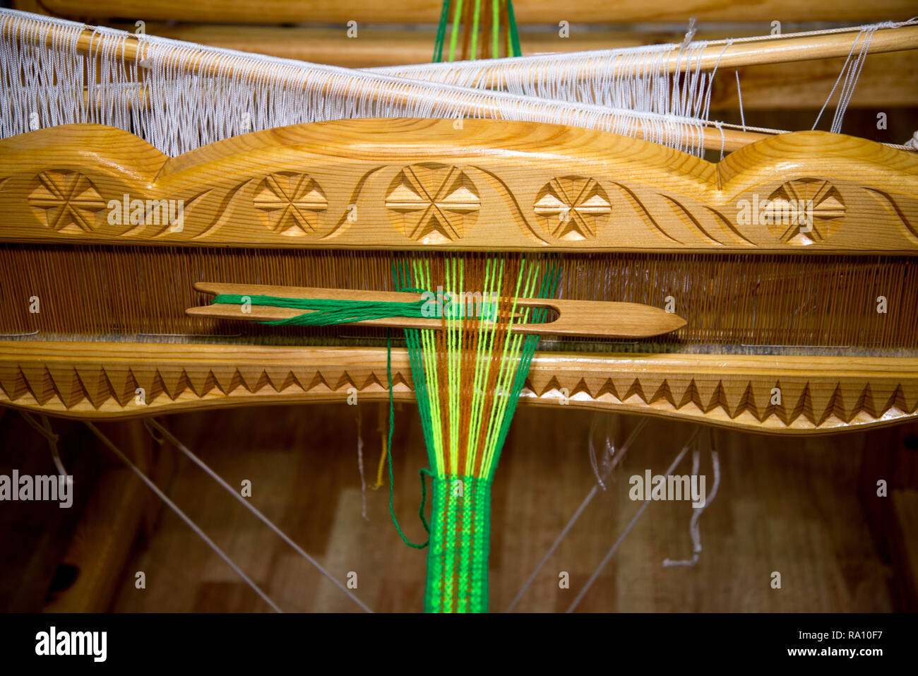 Traditional rustic loom. Russia Ural Stock Photo - Alamy