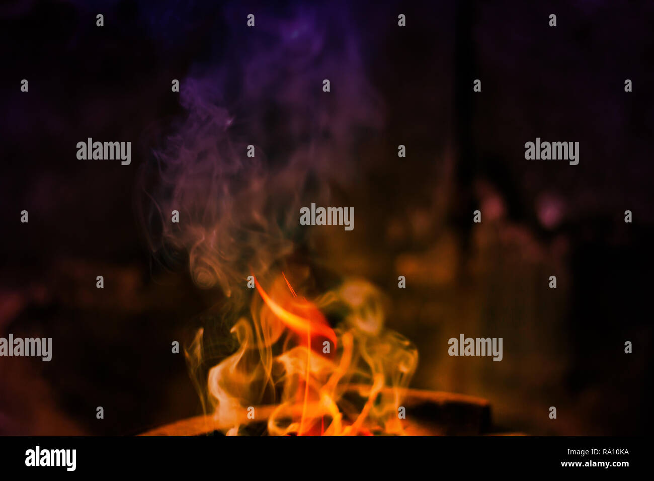 The flames are burning in the furnace. Blazing flames flare in the ...