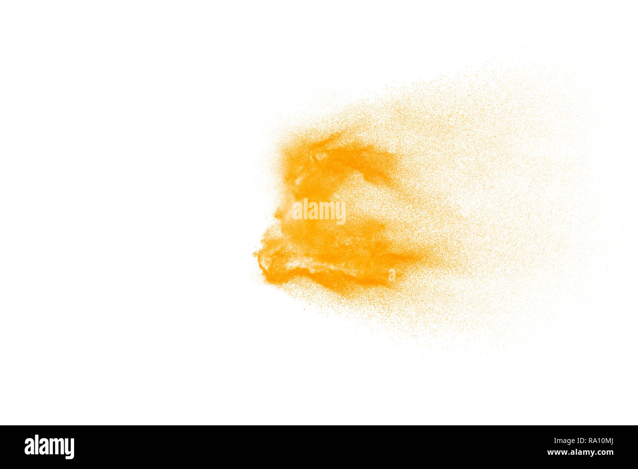 Dry river sand explosion. Golden colored sand splash against white ...