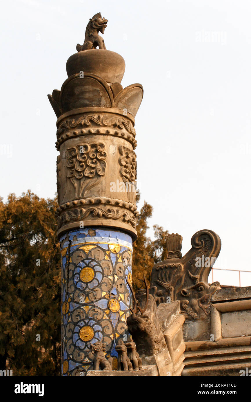 Decorated Chimney stack or pot at Summer Palace, Beijing, China Stock ...