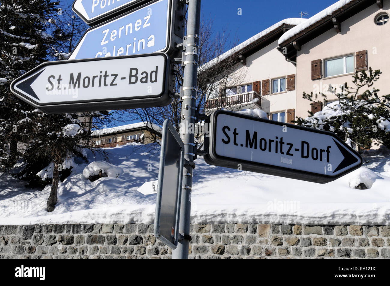 St moritz road sign hi-res stock photography and images - Alamy