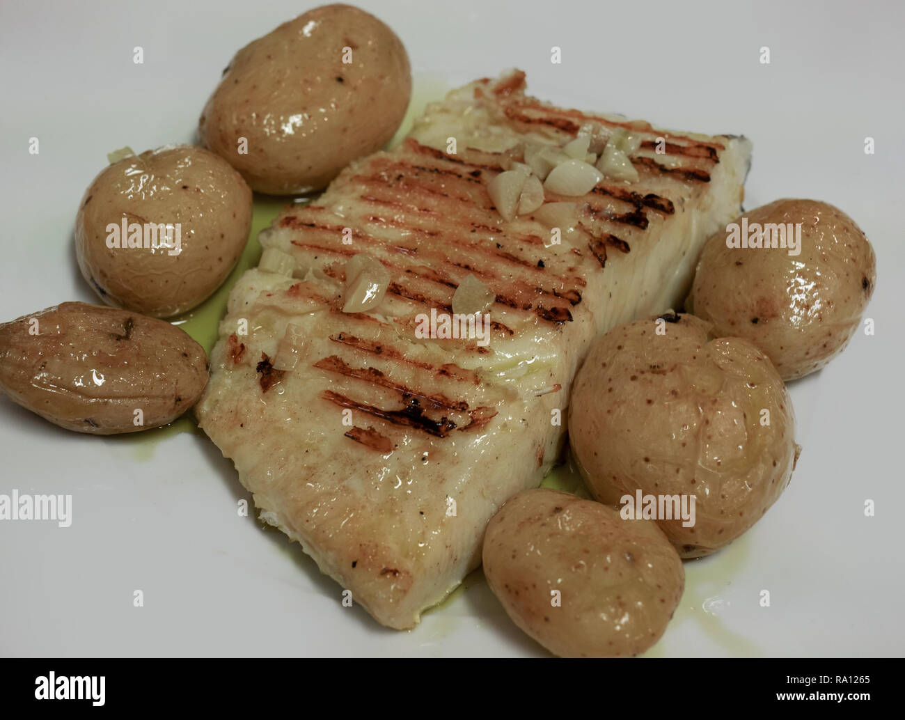 Lisbon - Portugal,grilled fish fillet with a side of potatoes Stock ...