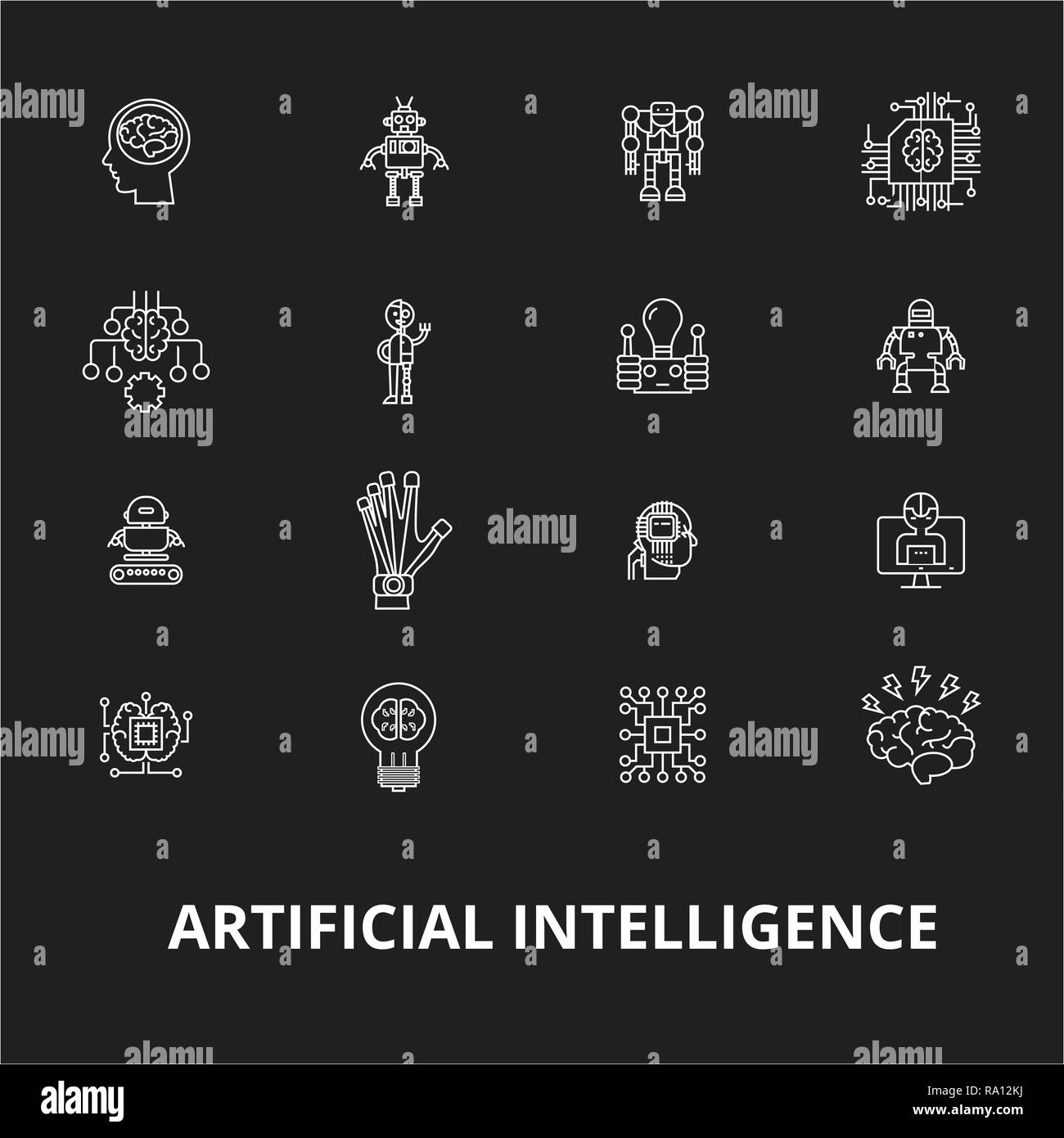 Artificial intelligence concept icons set hi-res stock photography and ...
