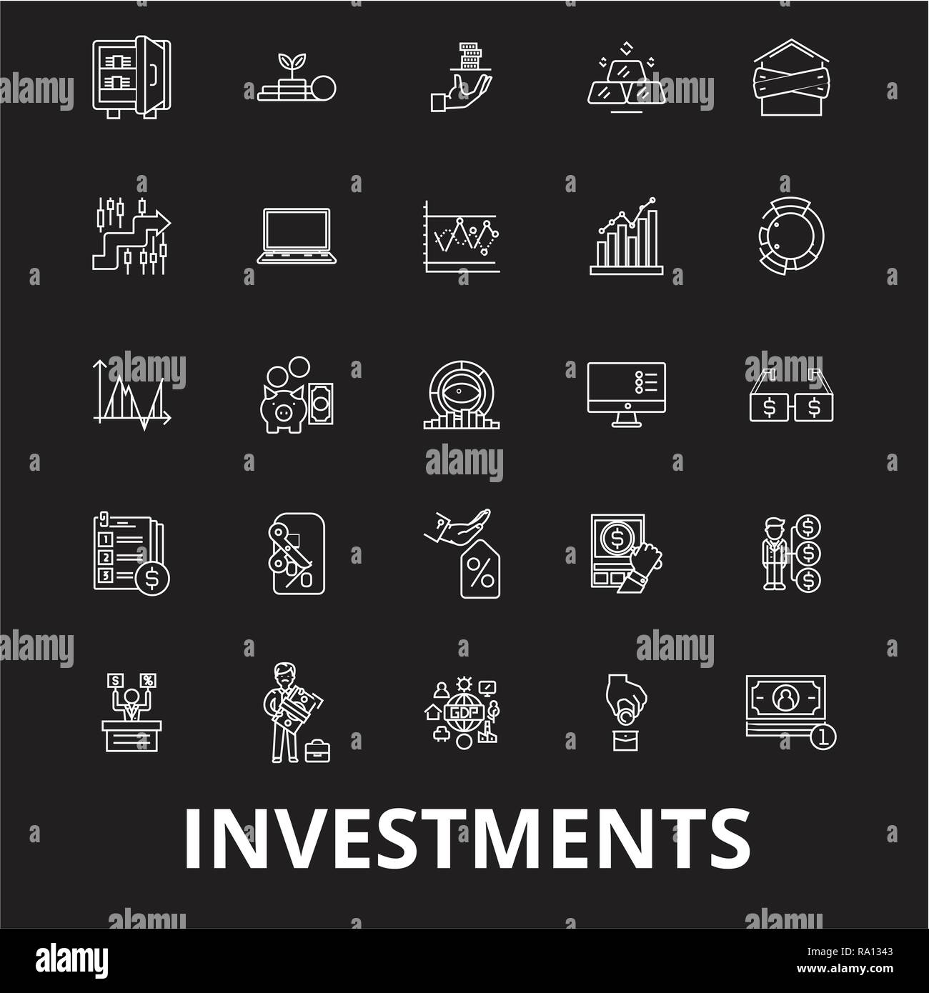 Stock market symbols on white background Stock Vector Images - Alamy