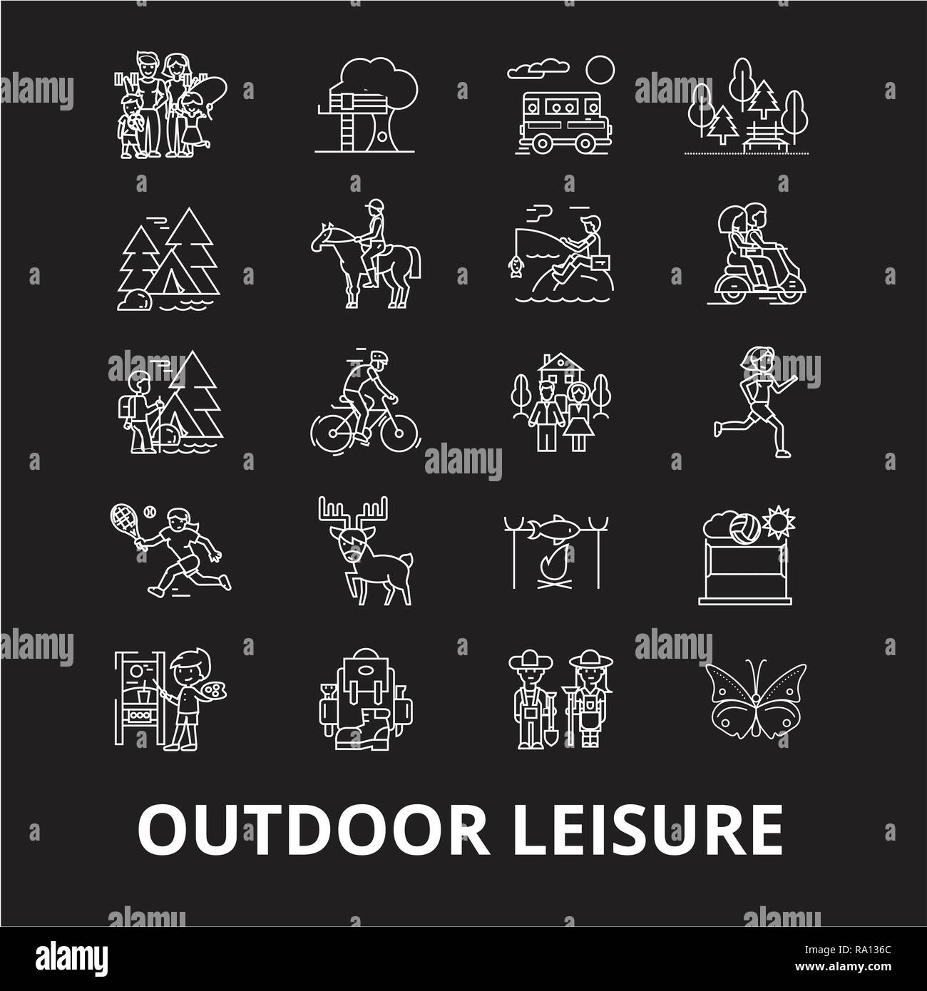 Outdoor adventure silhouette icons set Stock Vector Images - Alamy