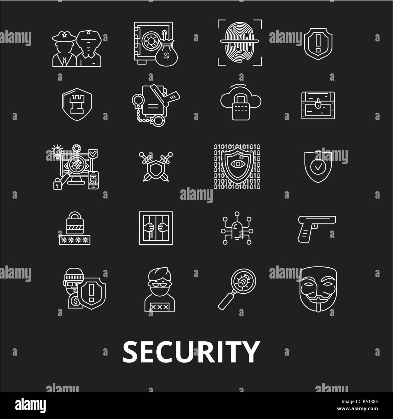 Security guard black icons hi-res stock photography and images - Alamy