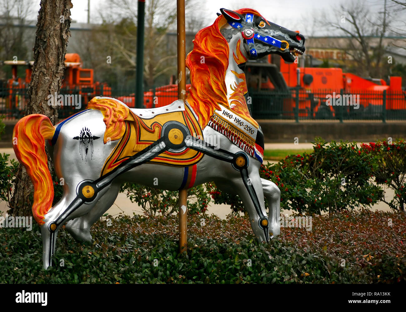 A carousel horse sits outside Union Station in Meridian, Mississippi ...