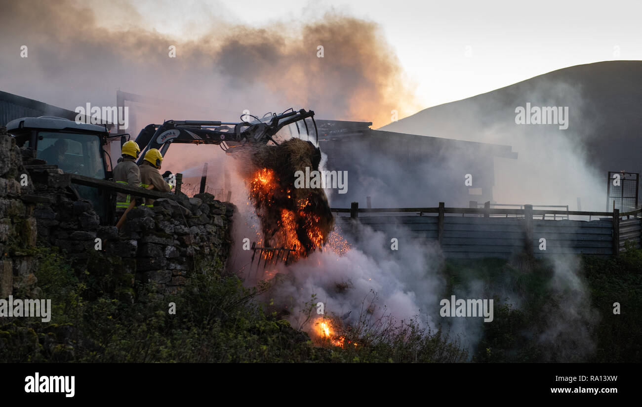 Fire crew were called to a barn fire near Ravenstonedale in Cumbria ...