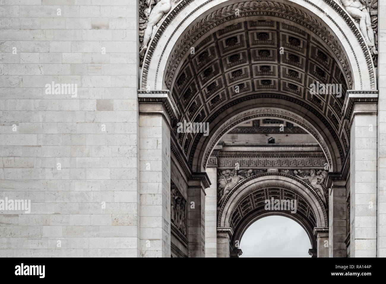 Paris, France - January 28, 2018: Close up of the architectural details ...