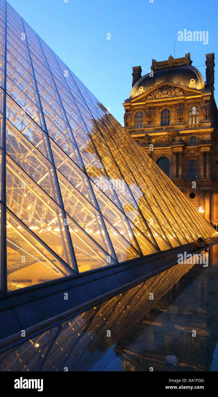 December 22, 2018 - Paris, France - A glass Pyramid seen at the Museum ...