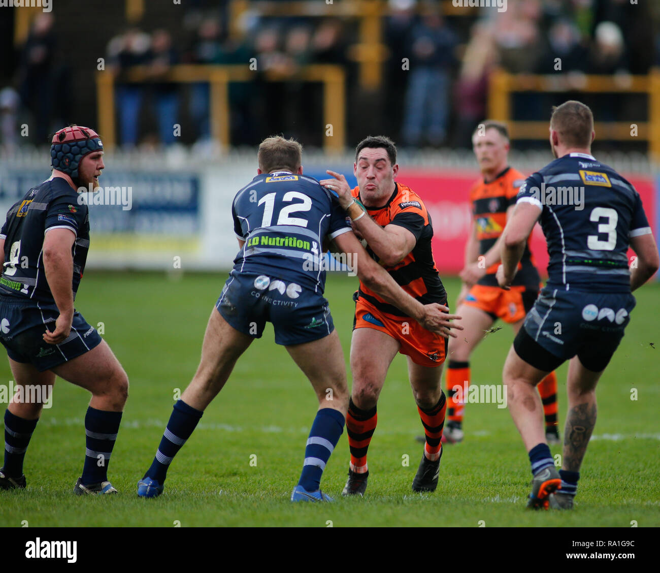 Castleford, UK. 30th December 2018. Joe Wardle (C) of Castleford Tigers ...