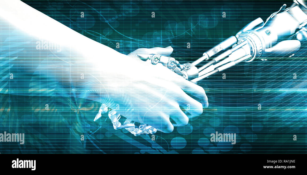 Human and Robot Handshake as a Business Technology Concept Stock Photo ...