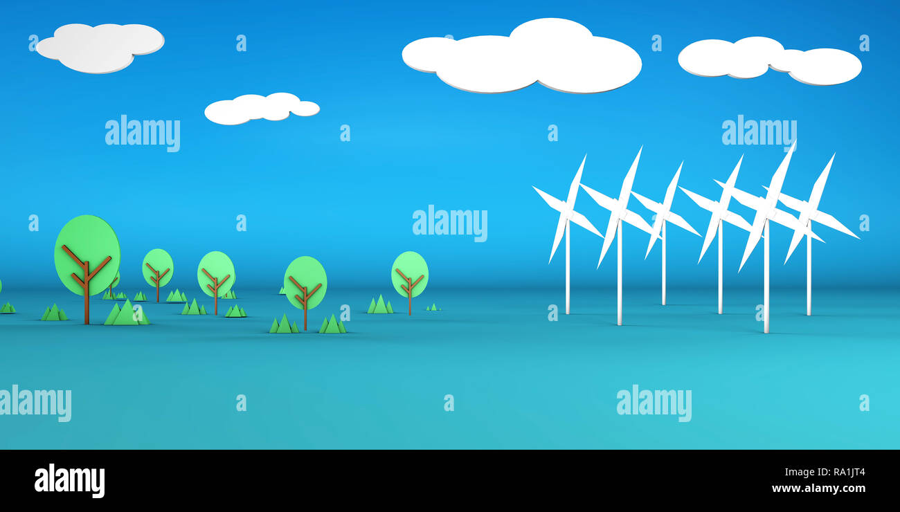 Simple Nature Landscape as 3D Illustration Render Stock Photo - Alamy
