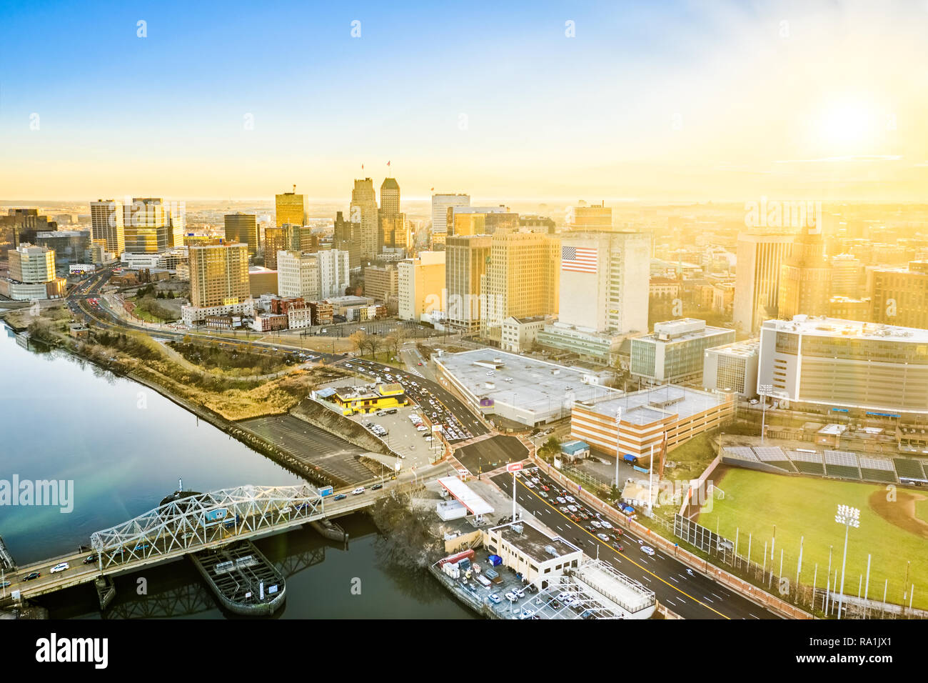 Top view downtown skyline hi-res stock photography and images - Alamy