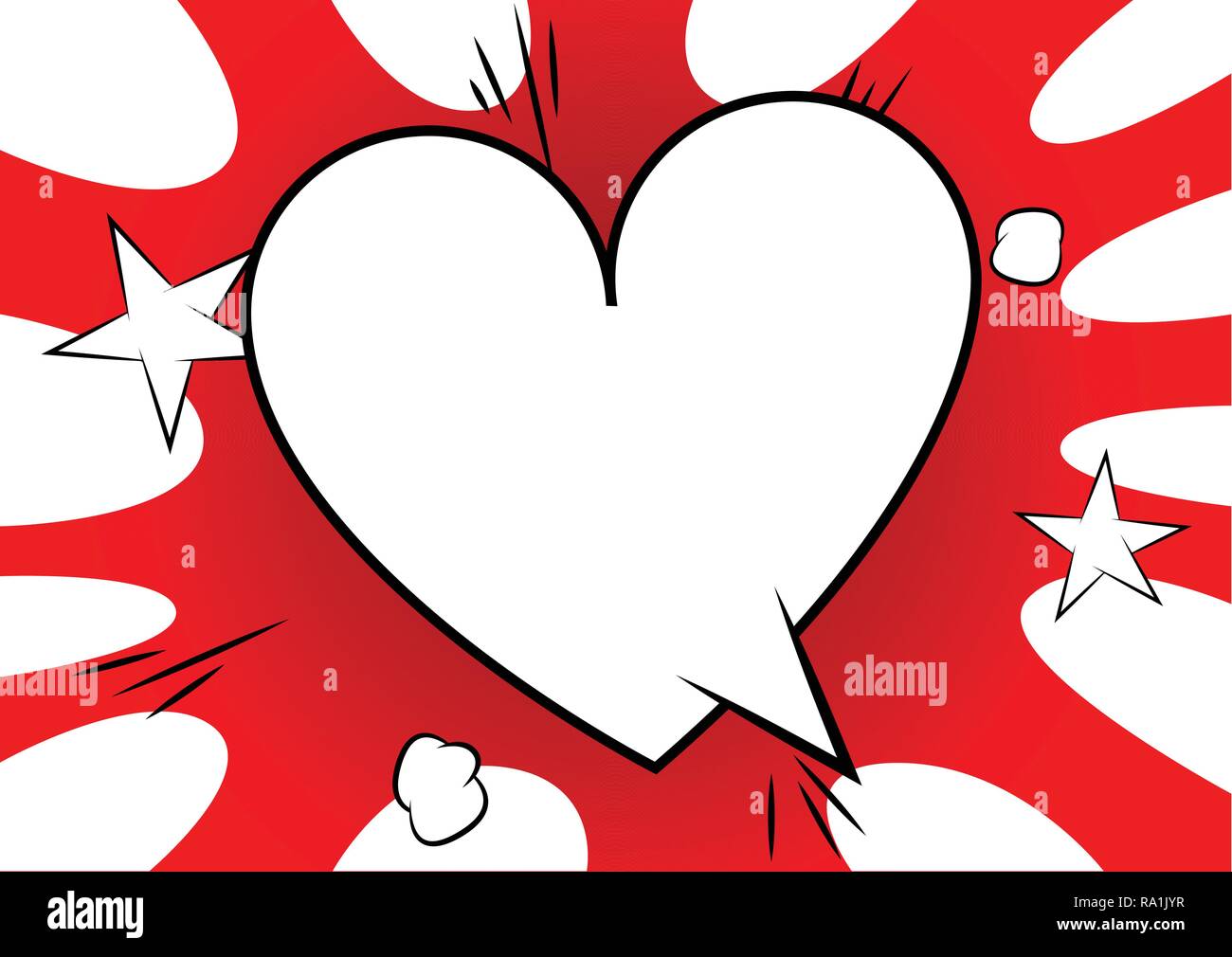 Vector illustrated retro comic book background with hearts, pop art ...