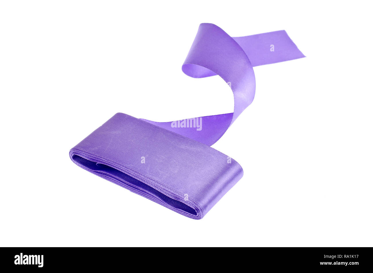 Satin ribbon of lavender color isolated on white background. Studio ...