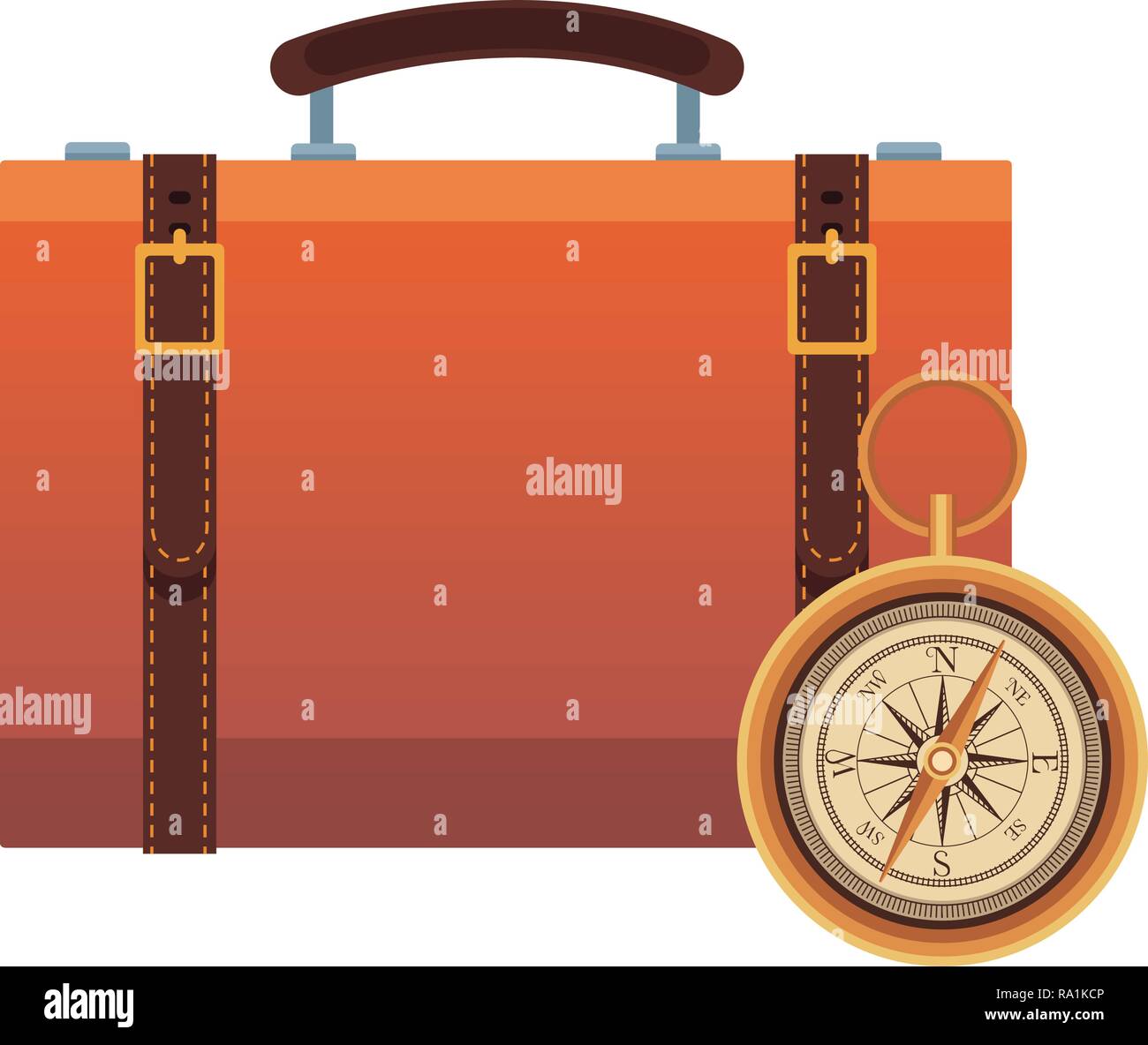 travel suitcase icon with compass in white background vector ...