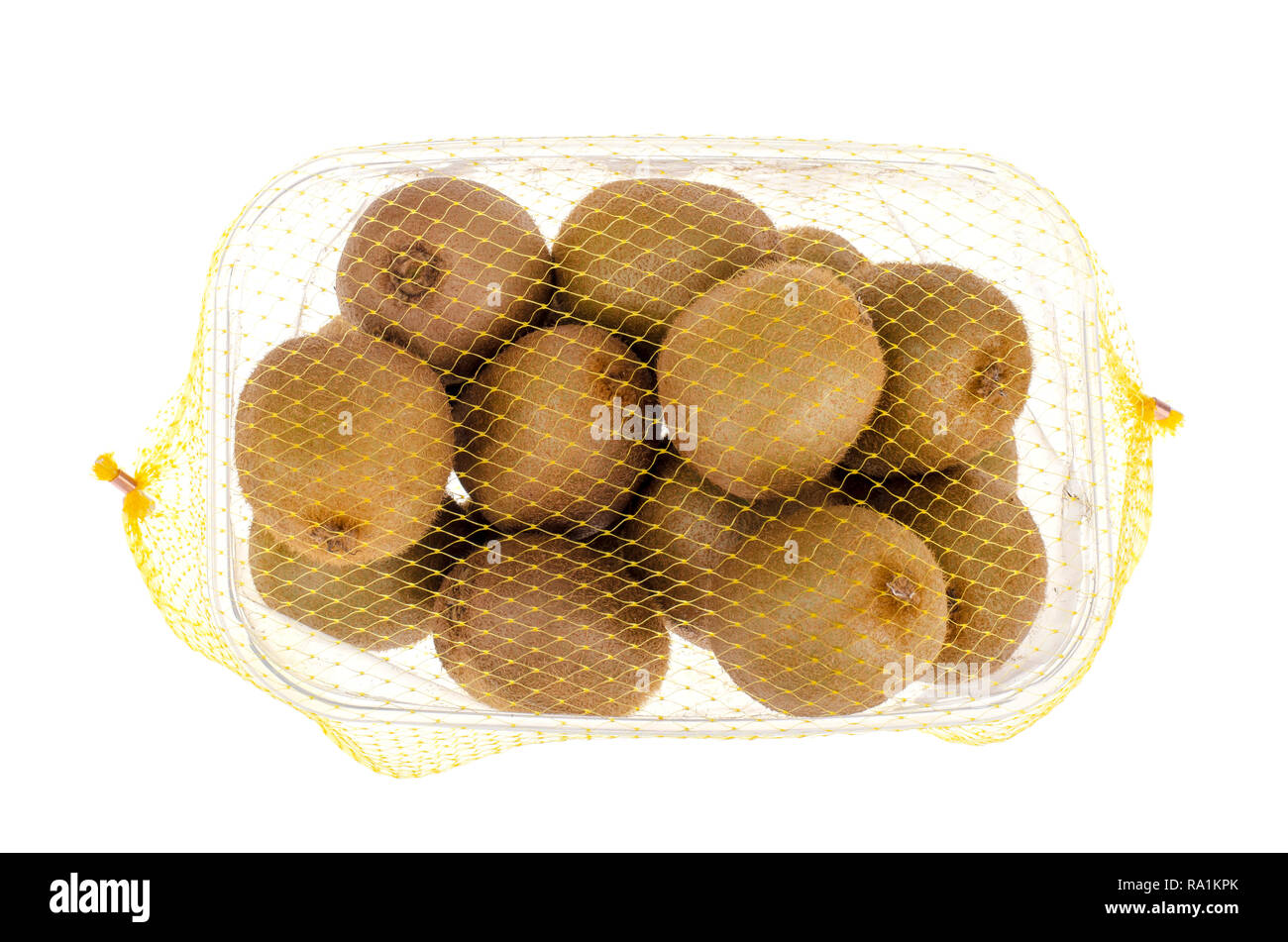 Fresh green kiwi in packaging isolated on white background. Studio ...