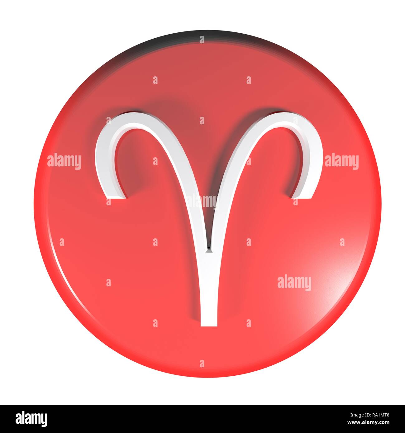 ZODIAC ARIES ICON red circle push button - 3D rendering illustration ...