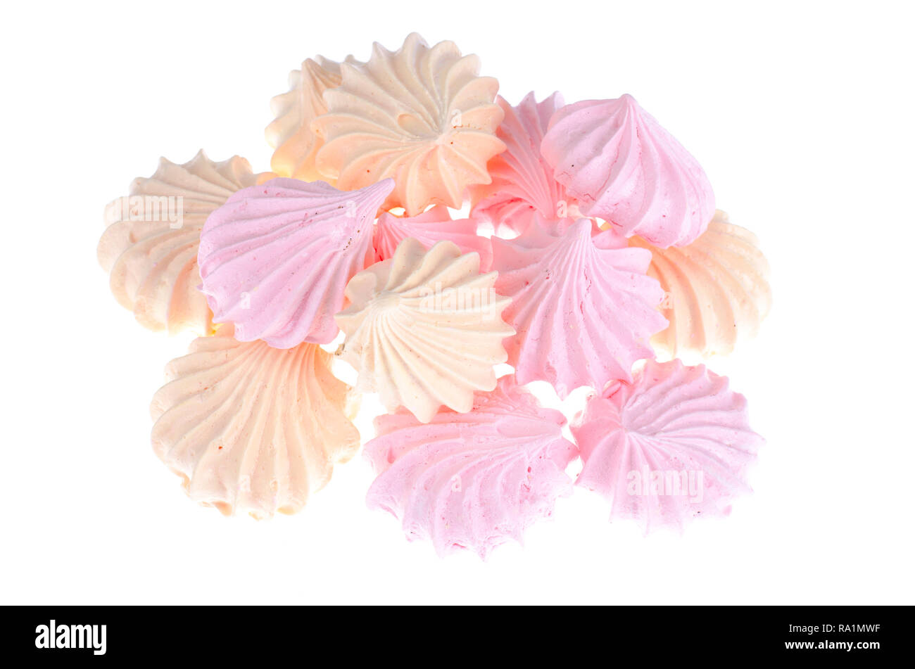 Small colored meringues on white background. Studio Photo Stock Photo ...