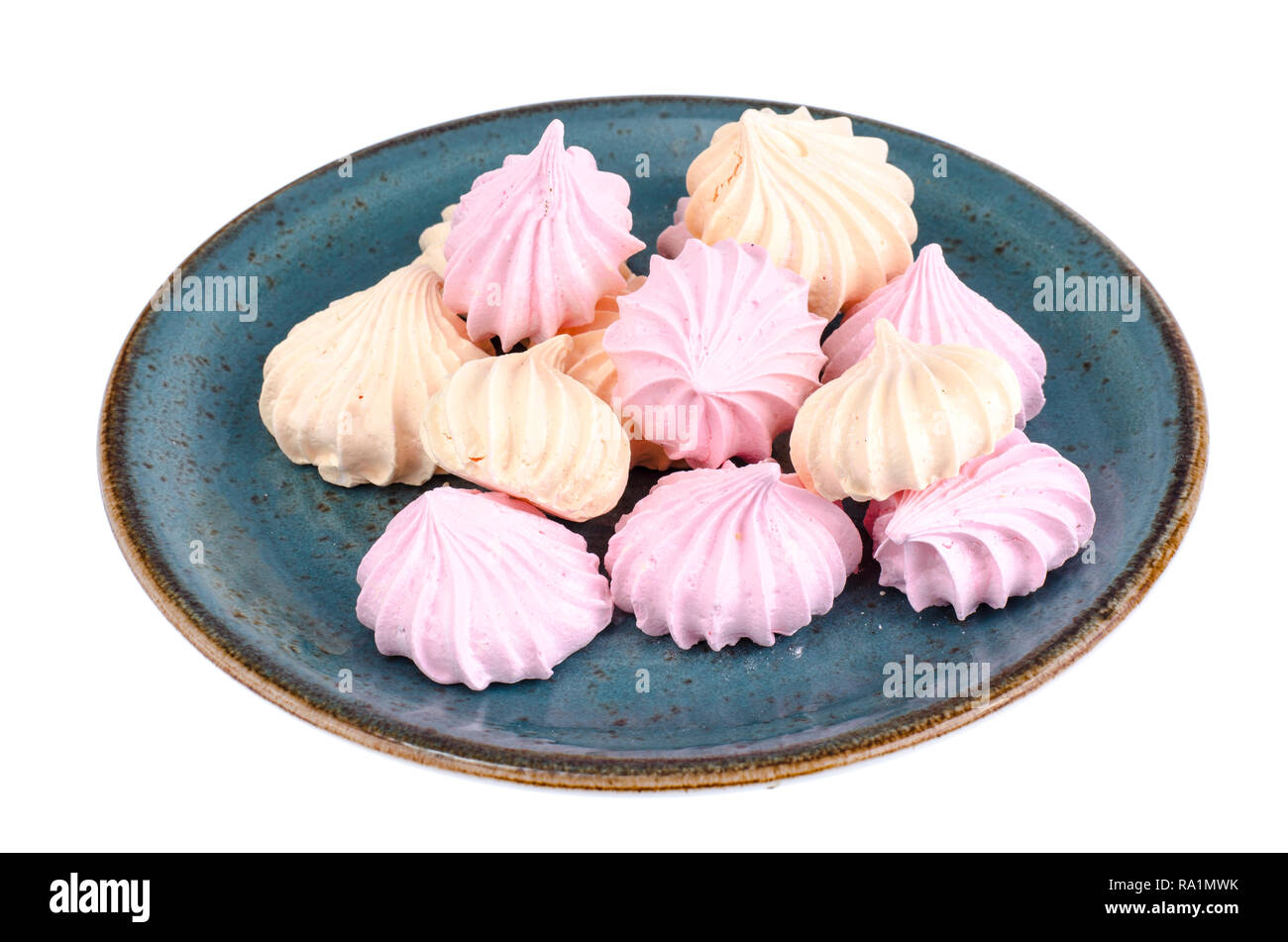 Small colored meringues on white background. Studio Photo Stock Photo ...