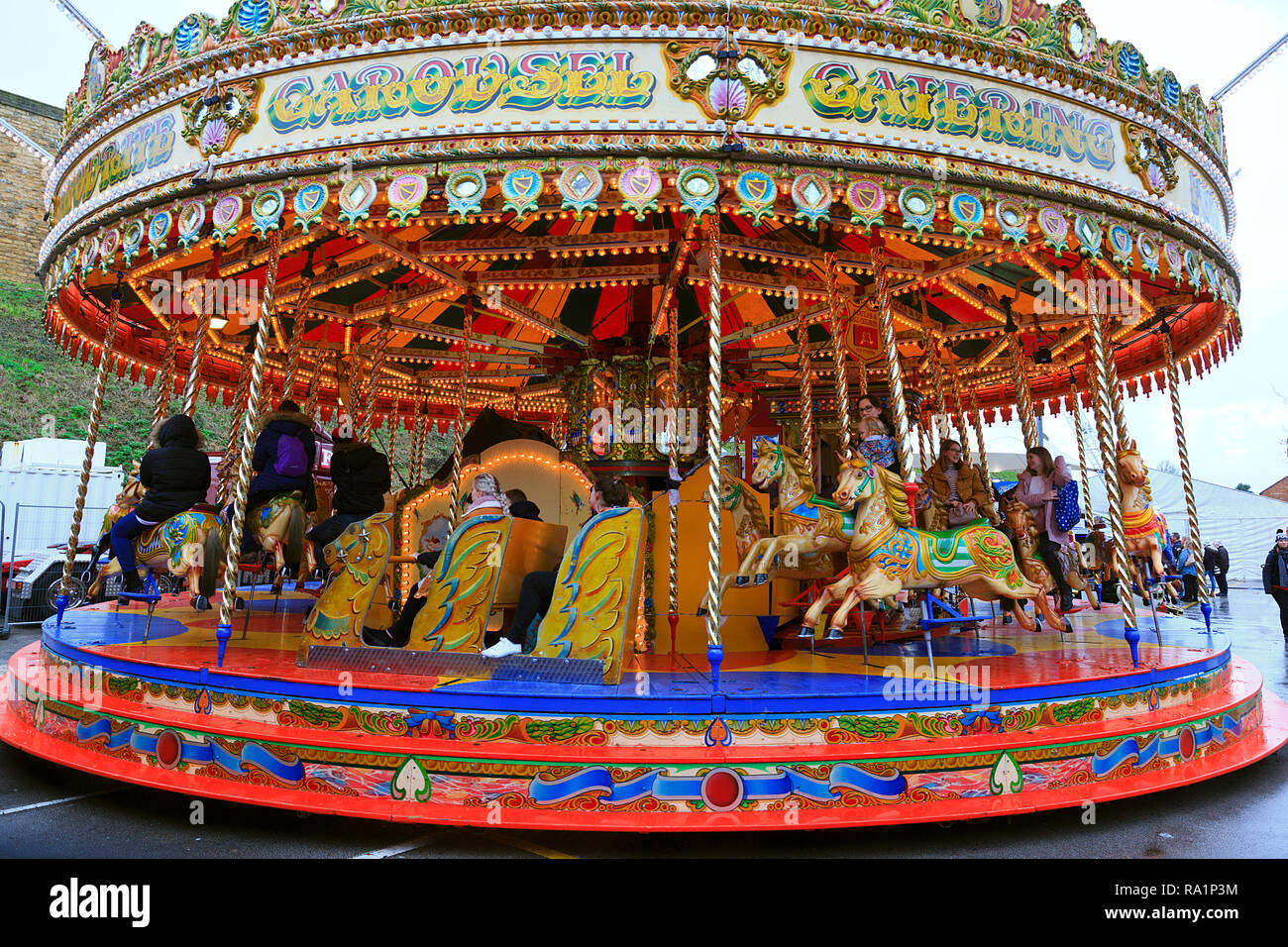 Carousel Ride at the Lincoln Christmas Market Lincolnshire UK Stock ...