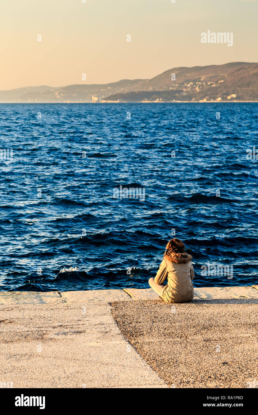 winter evening in the gulf of Trieste Stock Photo - Alamy