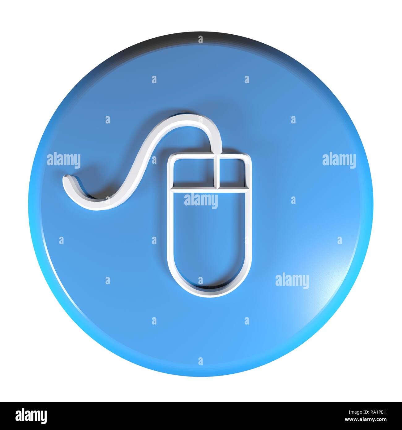 Blue circle push button for MOUSE - 3D rendering illustration Stock ...