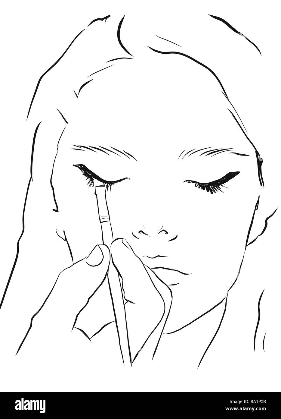 girl putting on make up. illustration Stock Photo - Alamy