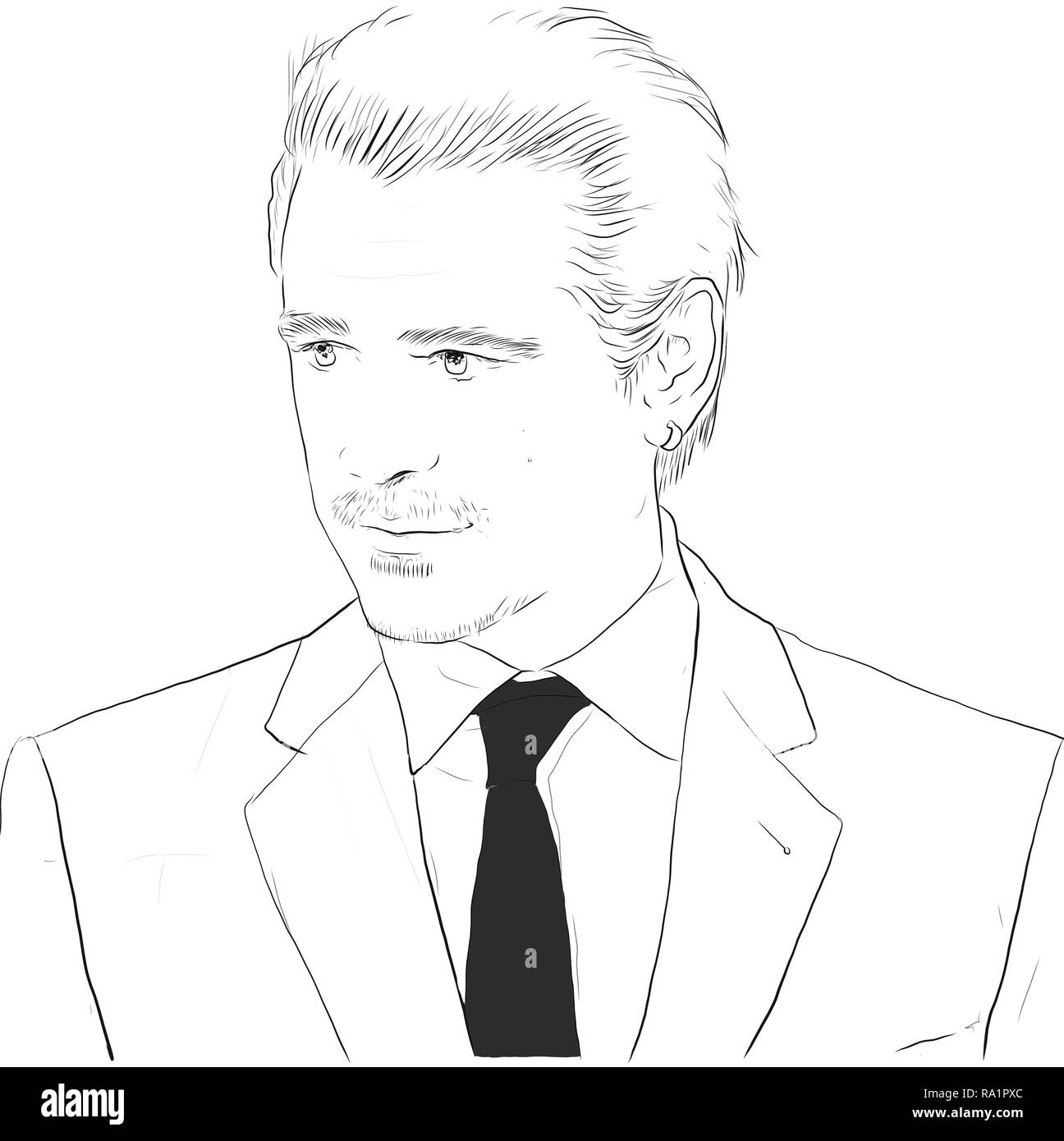 colin farrell sketch illustration Stock Photo - Alamy