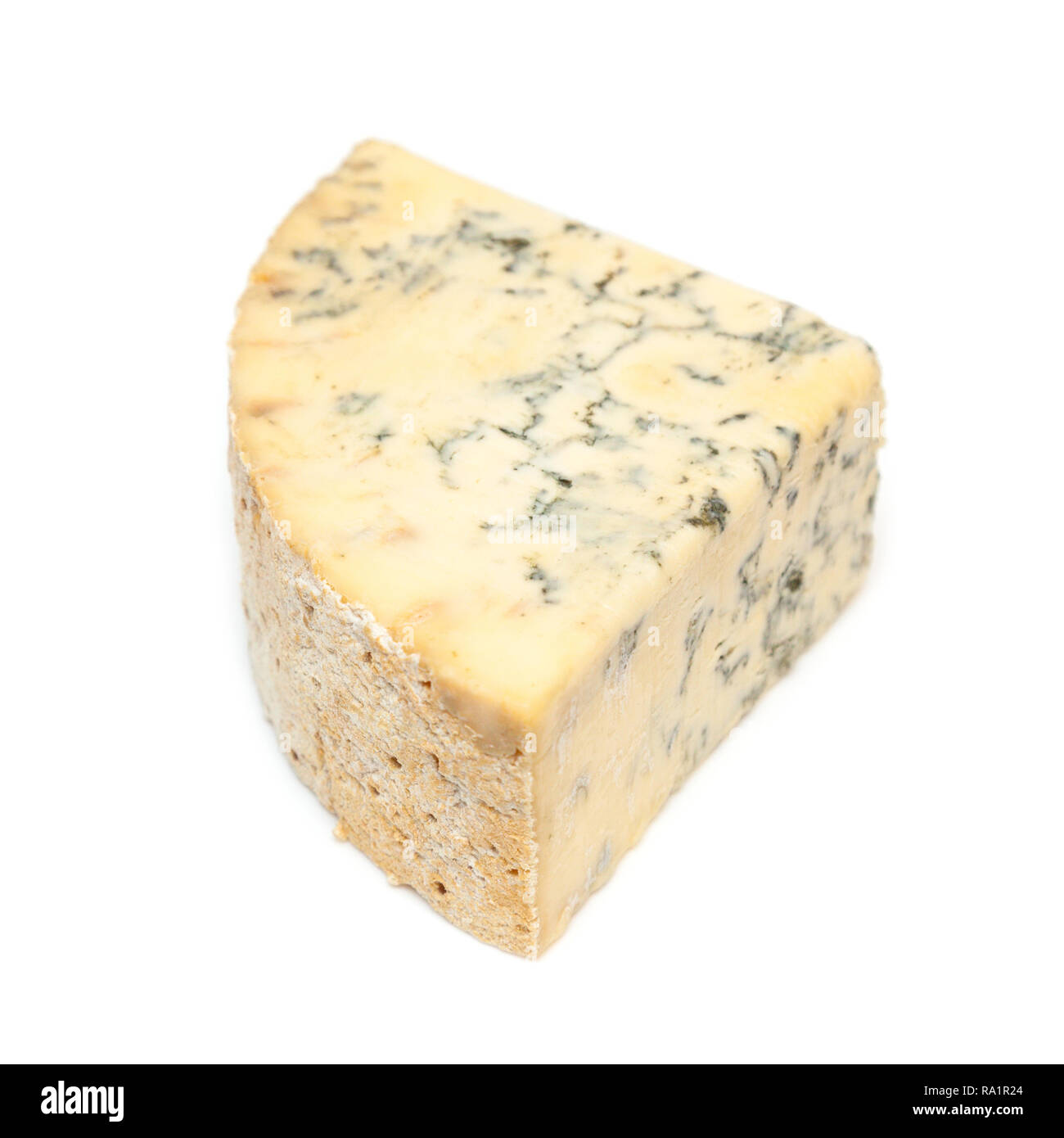Mature blue Stilton cheese isolated on a white studio background Stock ...