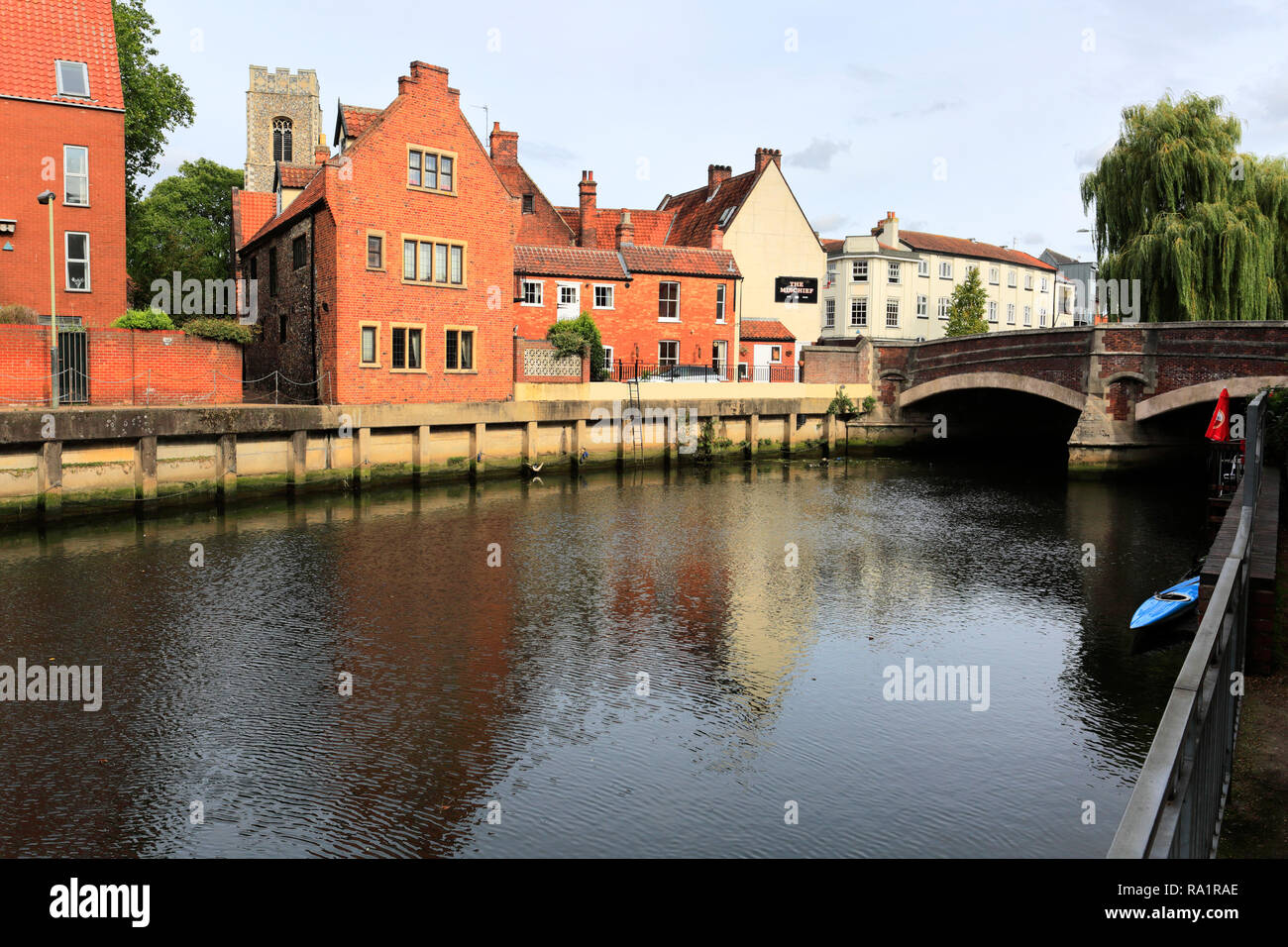 The River Wensum quayside, Norwich City, Norfolk County, England, UK ...
